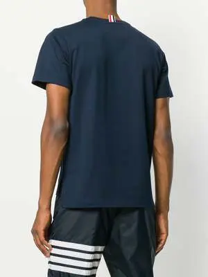 Thom Browne Signature-stripe Crew-neck T-shirt - Blue