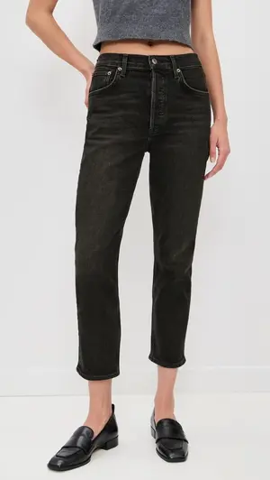 AGOLDE Riley High Rise Straight Crop Jeans