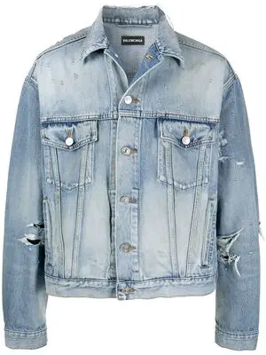 Balenciaga Regular-fit Ripped Denim Jacket