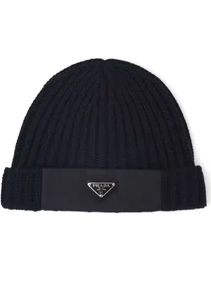 Prada Re-nylon Gabardine And Wool Knit Cap - Black
