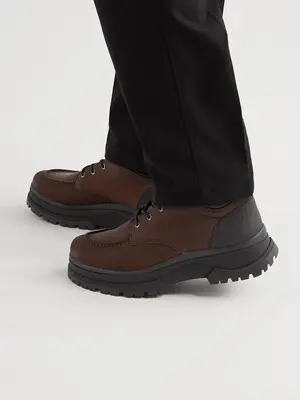 Moncler Ulderic Leather-trimmed Shearling-lined Nubuck Boots