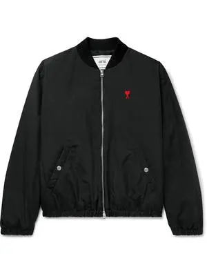 AMI Paris Logo-embroidered Nylon Bomber Jacket