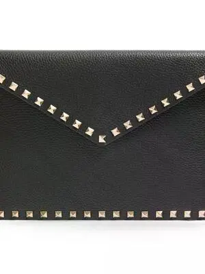Valentino Garavani Rockstud Grainy Calfskin Envelope Pouch - Black