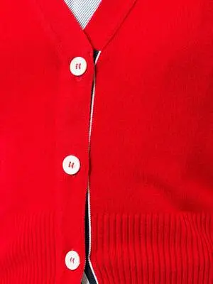 Thom Browne Classic V-neck Cardigan In White 4-bar Stripe In Cashmere