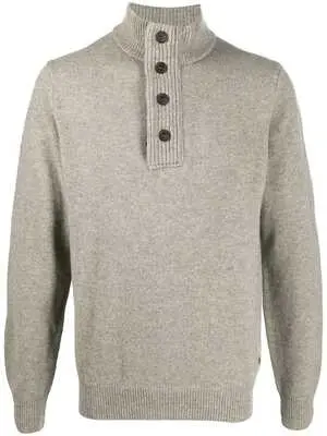 Barbour Stand-up Collar Buttoned Jumper - Neutrals