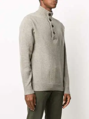 Barbour Stand-up Collar Buttoned Jumper - Neutrals