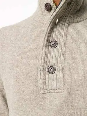 Barbour Stand-up Collar Buttoned Jumper - Neutrals