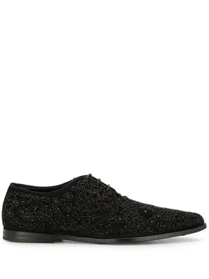 Dolce & Gabbana Embroidered Suede Derby Shoes