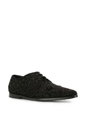 Dolce & Gabbana Embroidered Suede Derby Shoes