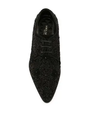 Dolce & Gabbana Embroidered Suede Derby Shoes