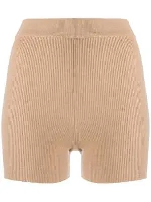 Cashmere In Love Alexa Ribbed-knit Biker Shorts - Neutrals