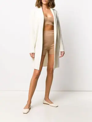 Cashmere In Love Alexa Ribbed-knit Biker Shorts - Neutrals