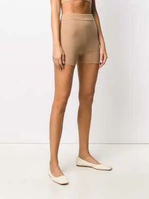 Cashmere In Love Alexa Ribbed-knit Biker Shorts - Neutrals