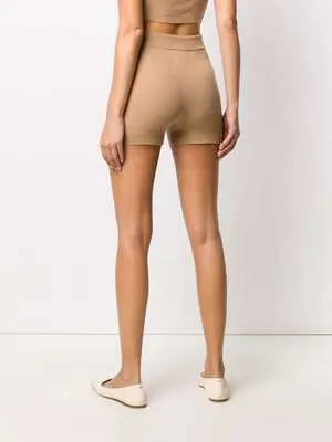 Cashmere In Love Alexa Ribbed-knit Biker Shorts - Neutrals