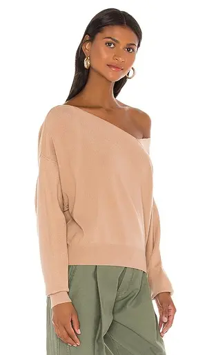 Line & Dot Favorite Off Shoulder Pullover Sweater - Taupe
