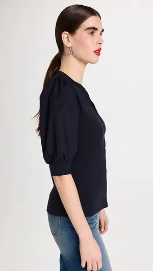 Veronica Beard Coralee Henley Top - Navy