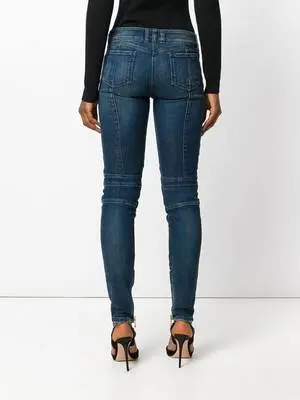 Balmain Stonewashed Denim Biker Jeans