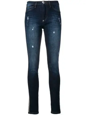 Philipp Plein Crystal Trim Skinny Jeans
