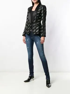 Philipp Plein Crystal Trim Skinny Jeans