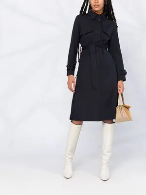 Sandro Belted Trench Coat - Blue