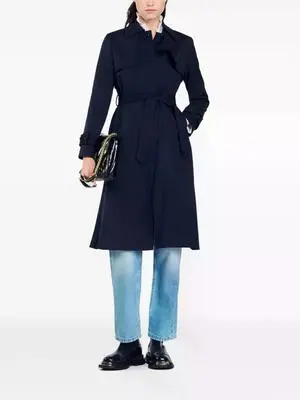 Sandro Trench Coat With Pleated Inset - Blue