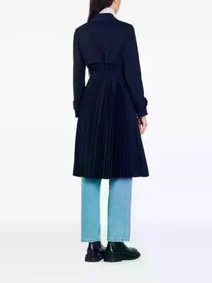 Sandro Trench Coat With Pleated Inset - Blue