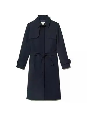Sandro SANDRO Trench Coat With Pleated Inset Blue