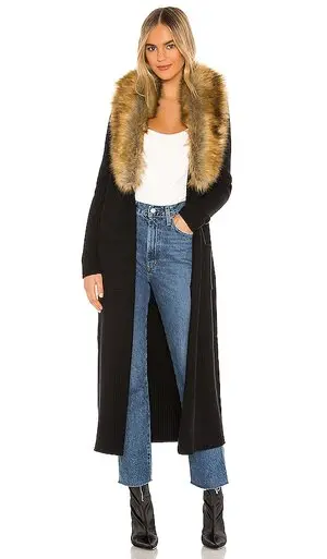 Black Faux Fur Trim Cardigans