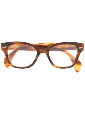 Ray-ban Square Frame Tortoiseshell Eyeglasses - Brown
