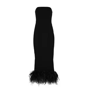 16Arlington Minelli Feather-trimmed Midi Dress