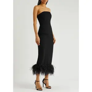 16Arlington Minelli Feather-trimmed Midi Dress