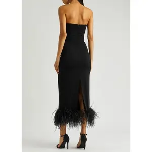 16Arlington Minelli Feather-trimmed Midi Dress
