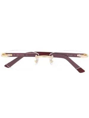 Cartier Rimless Rectangular Optical Glasses - Red