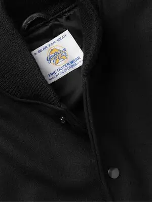 Golden Bear Hayes Leather-panelled Melton Virgin Wool-blend Varsity Jacket - Black