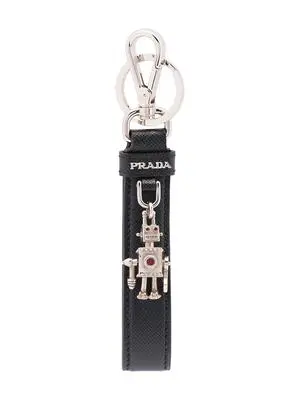 Prada Logo-plaque Keychain - Black
