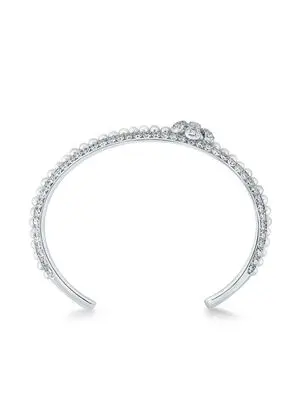 DAVID MORRIS 18kt Diamond And Pearl Bangle - Silver