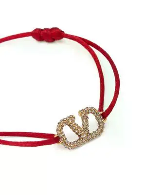 Valentino Garavani Vlogo Signature Bracelet In Cotton And Swarovski® Crystals