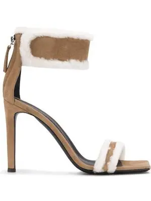 GIUSEPPE ZANOTTI 105mm Shearling-trimmed Sandals