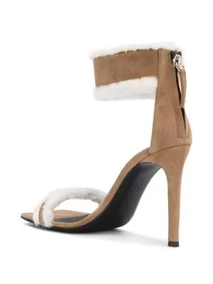 GIUSEPPE ZANOTTI 105mm Shearling-trimmed Sandals