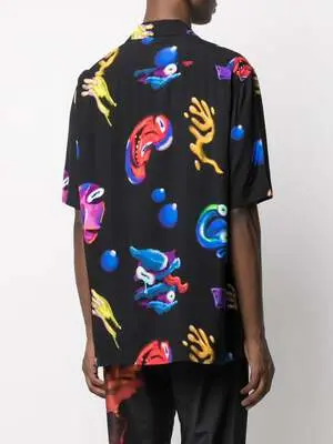 COUNTY OF MILAN Crazy Faces Print Shirt