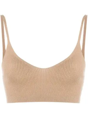 Cashmere In Love Ribbed-knit Cropped Top - Neutrals