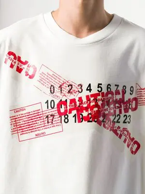 Maison Margiela Caution Tape Print T-Shirt - White | Editorialist