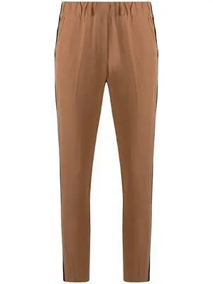 BLANCA VITA Side-stripe Slim Trousers - Brown