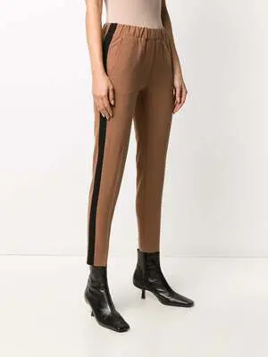 BLANCA VITA Side-stripe Slim Trousers - Brown
