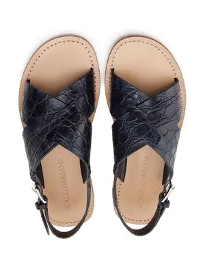 Dolce & Gabbana Crossover-strap Leather Sandals - Blue