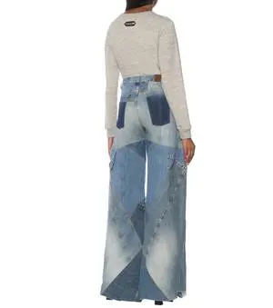 TOM FORD Patchwork High-rise Wide-leg Jeans