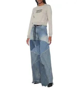 TOM FORD Patchwork High-rise Wide-leg Jeans