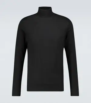 Sunspel Wool Turtleneck Sweater - Black