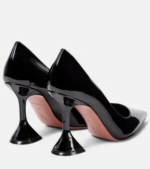 Amina Muaddi Patent Leather Pointed Toe Pumps - Black