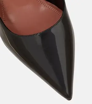 Amina Muaddi Patent Leather Pointed Toe Pumps - Black